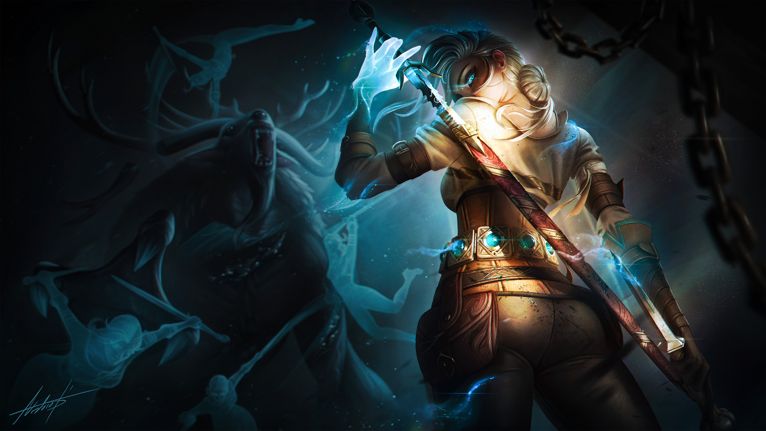 Ciri Witcher 3 Sword Fight With Wild Creature 4k Wallpaper | PixieWall