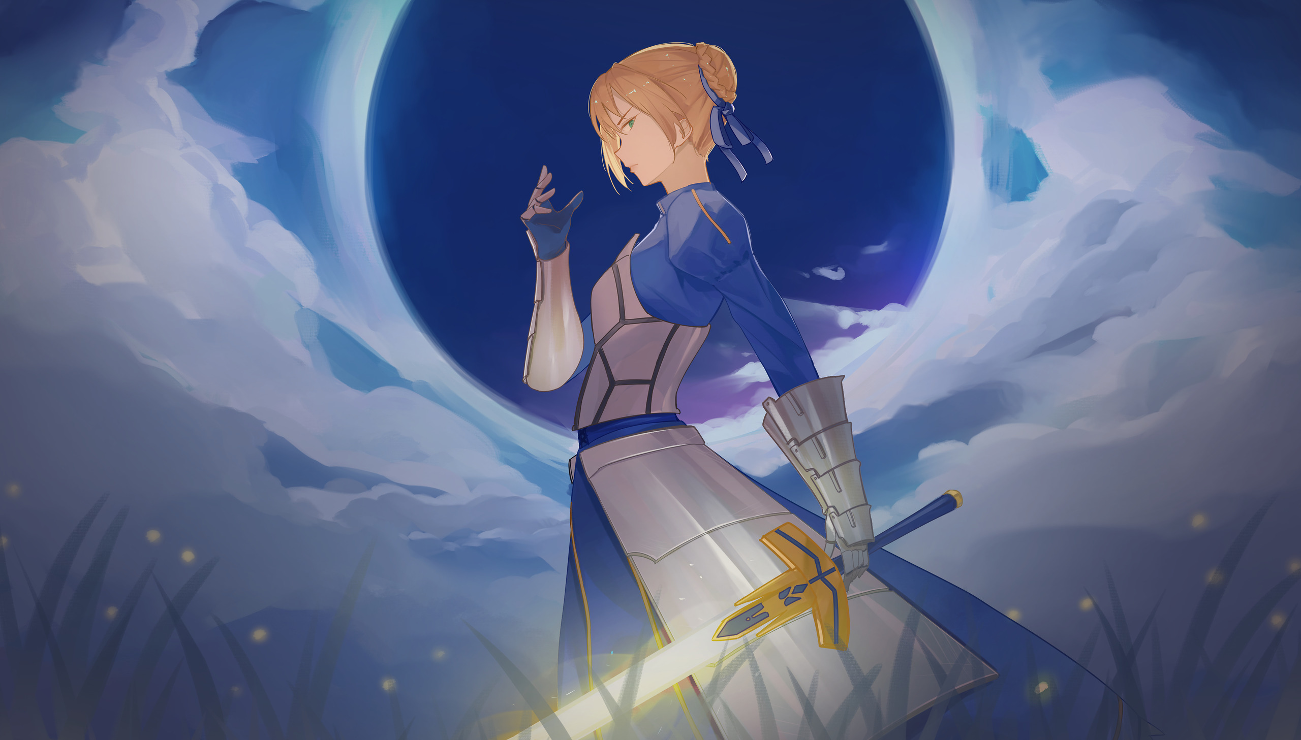 Artoria Pendragon Holding Excalibur 4k Wallpaper | PixieWall
