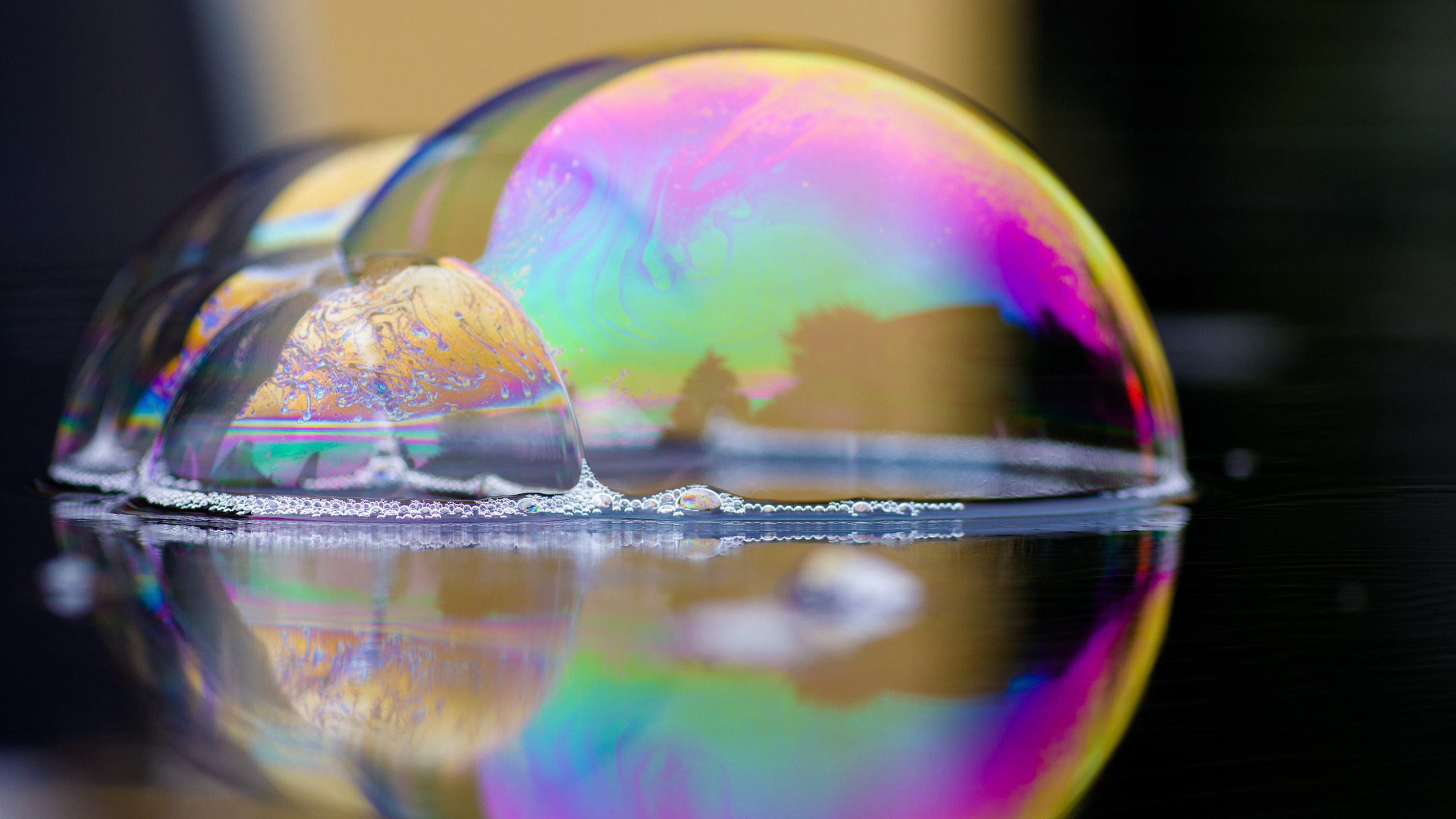 Soap Bubbles Dazzling Reflection Wallpaper | PixieWall