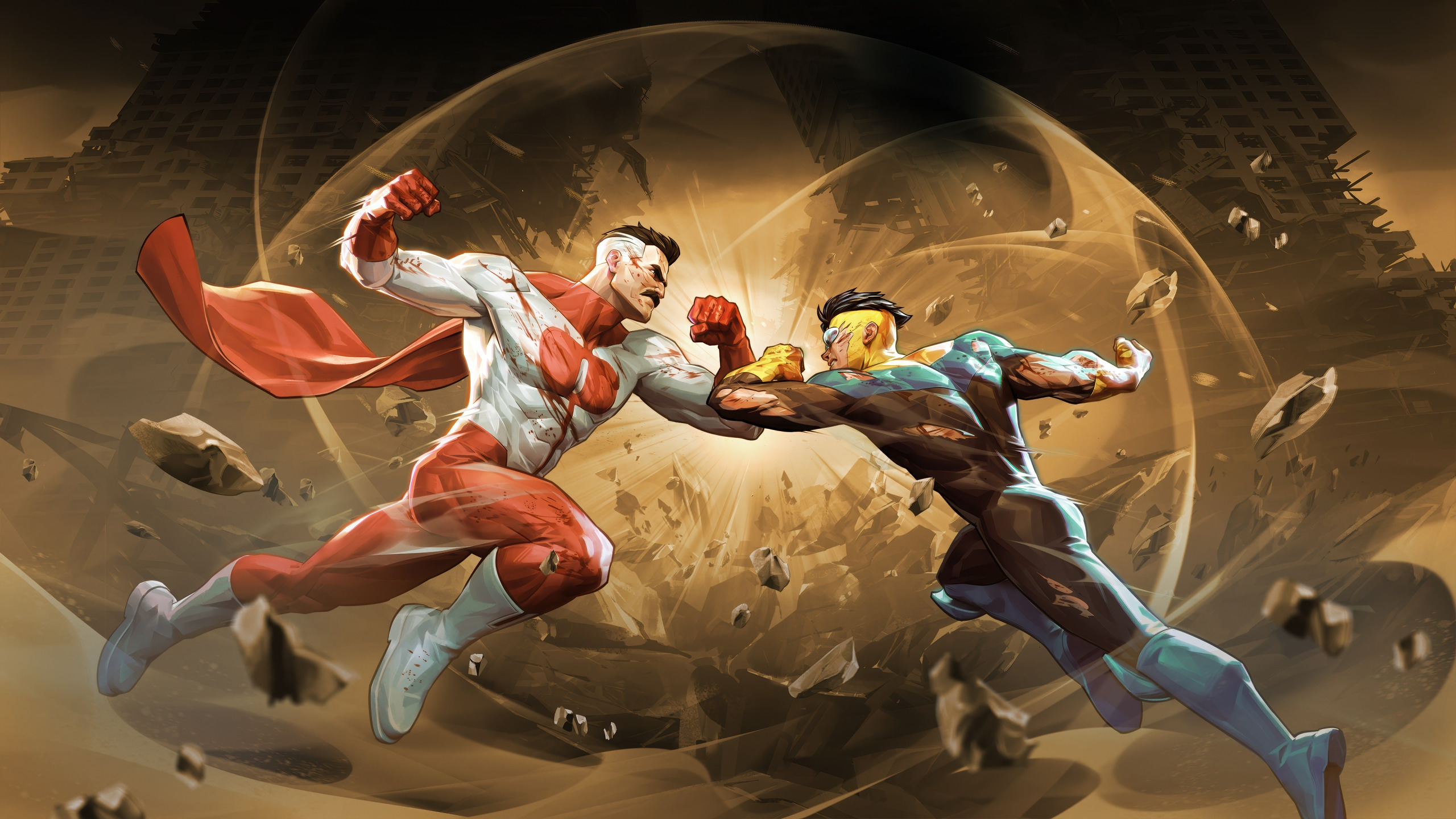 Mark Grayson Fight Omni Man Invincible Vs 4k Wallpaper | PixieWall
