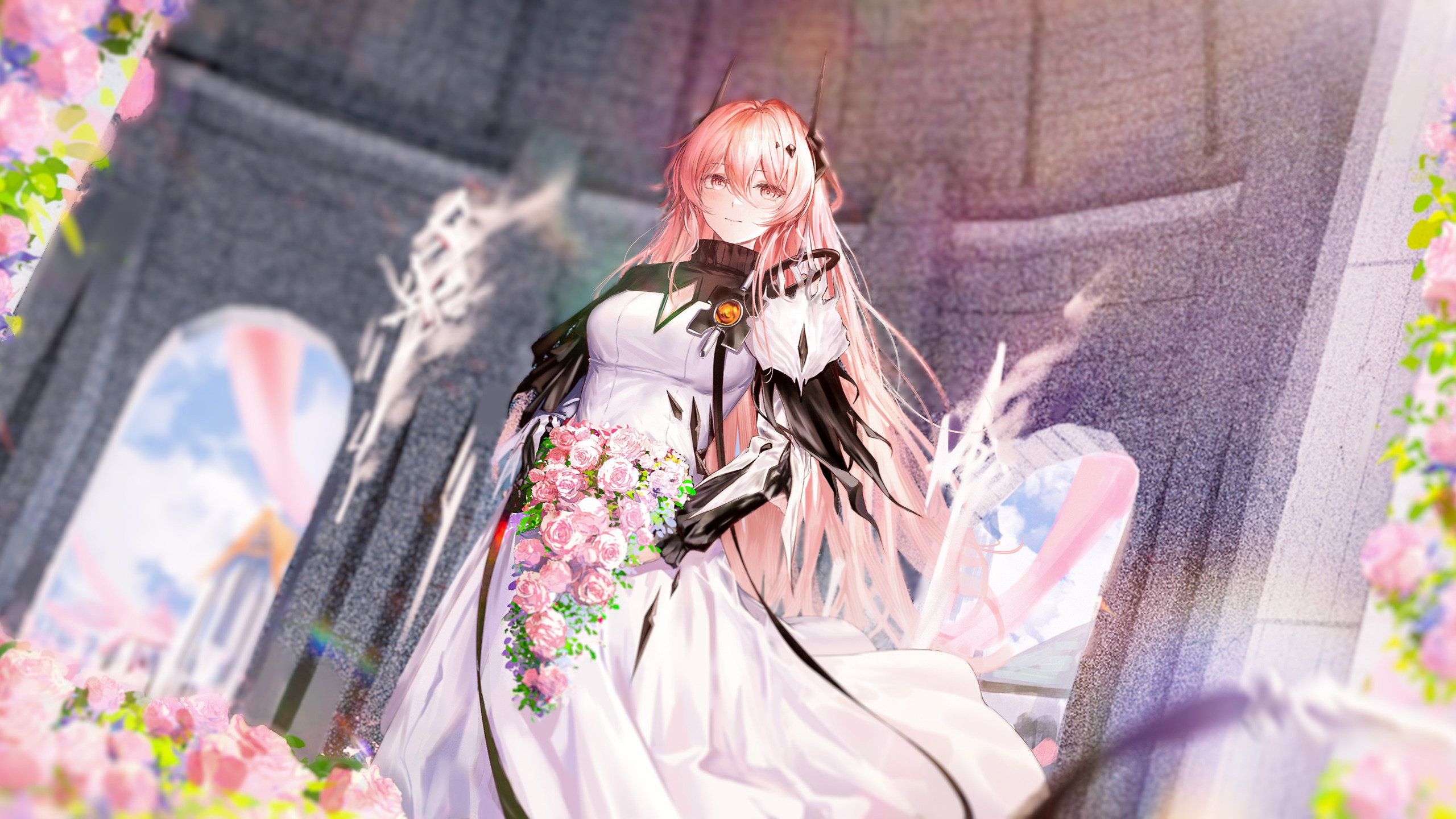 Theresa Arknights Holding Bouquet 4k Wallpaper | PixieWall