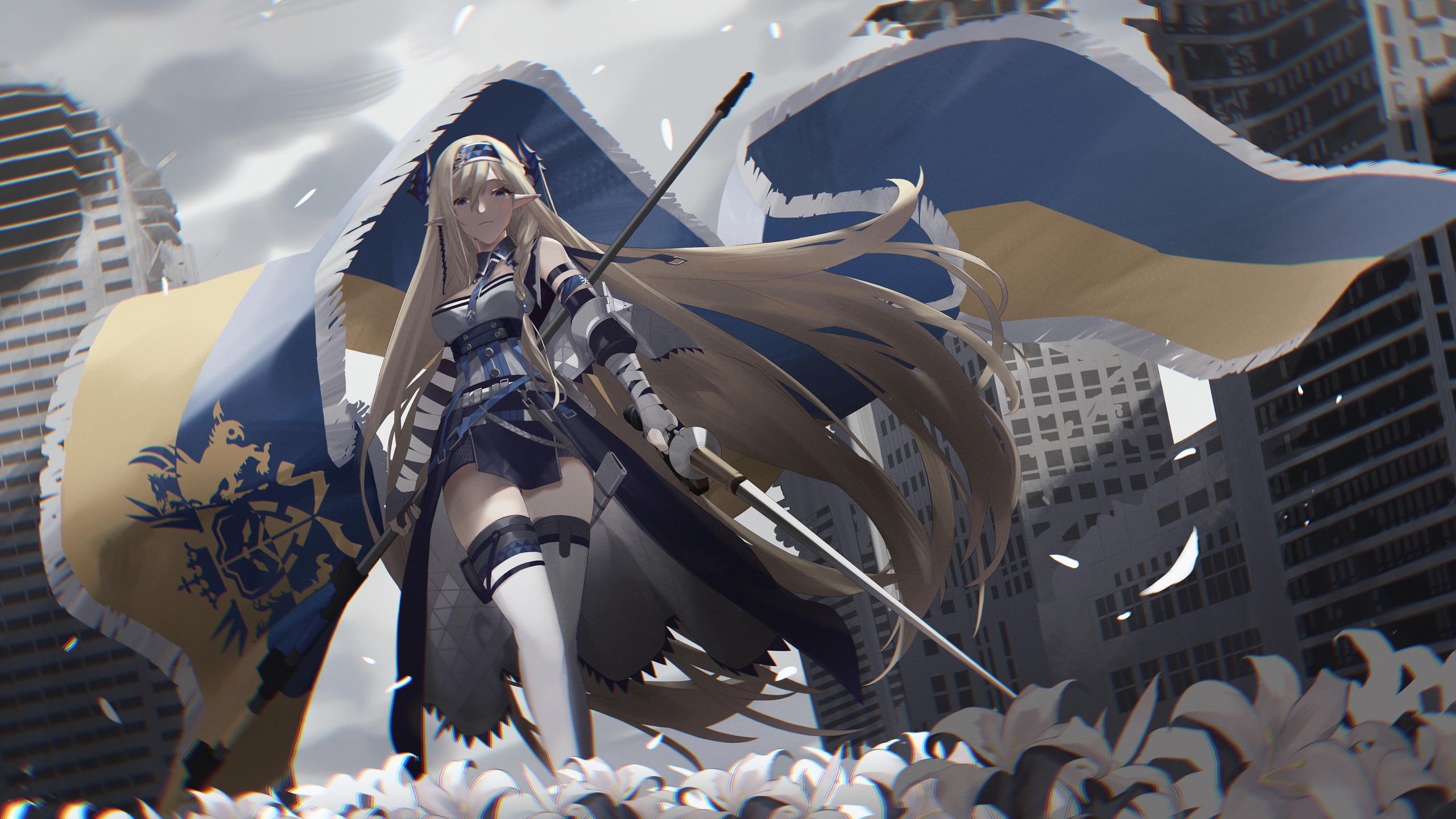 Saileach Arknights Victoria Flag Support 4k Wallpaper | PixieWall