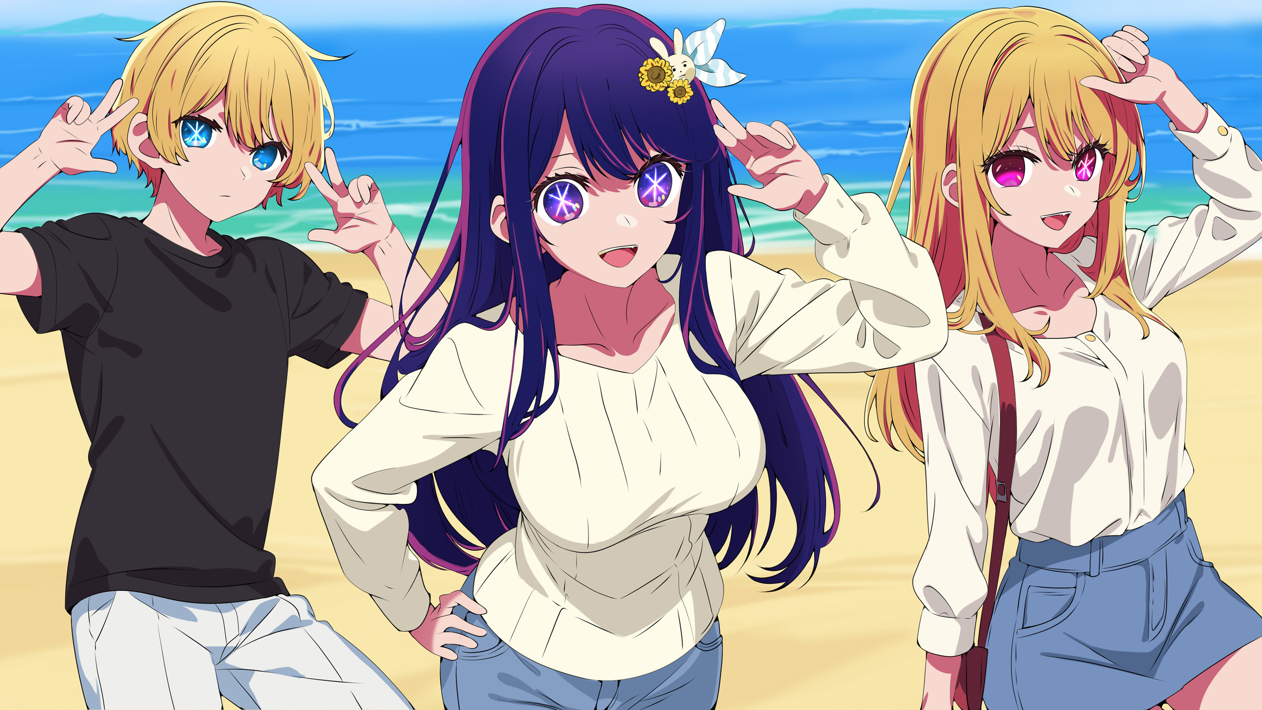Ai Aqua Ruby Oshi No Ko Beach 4k Wallpaper | PixieWall