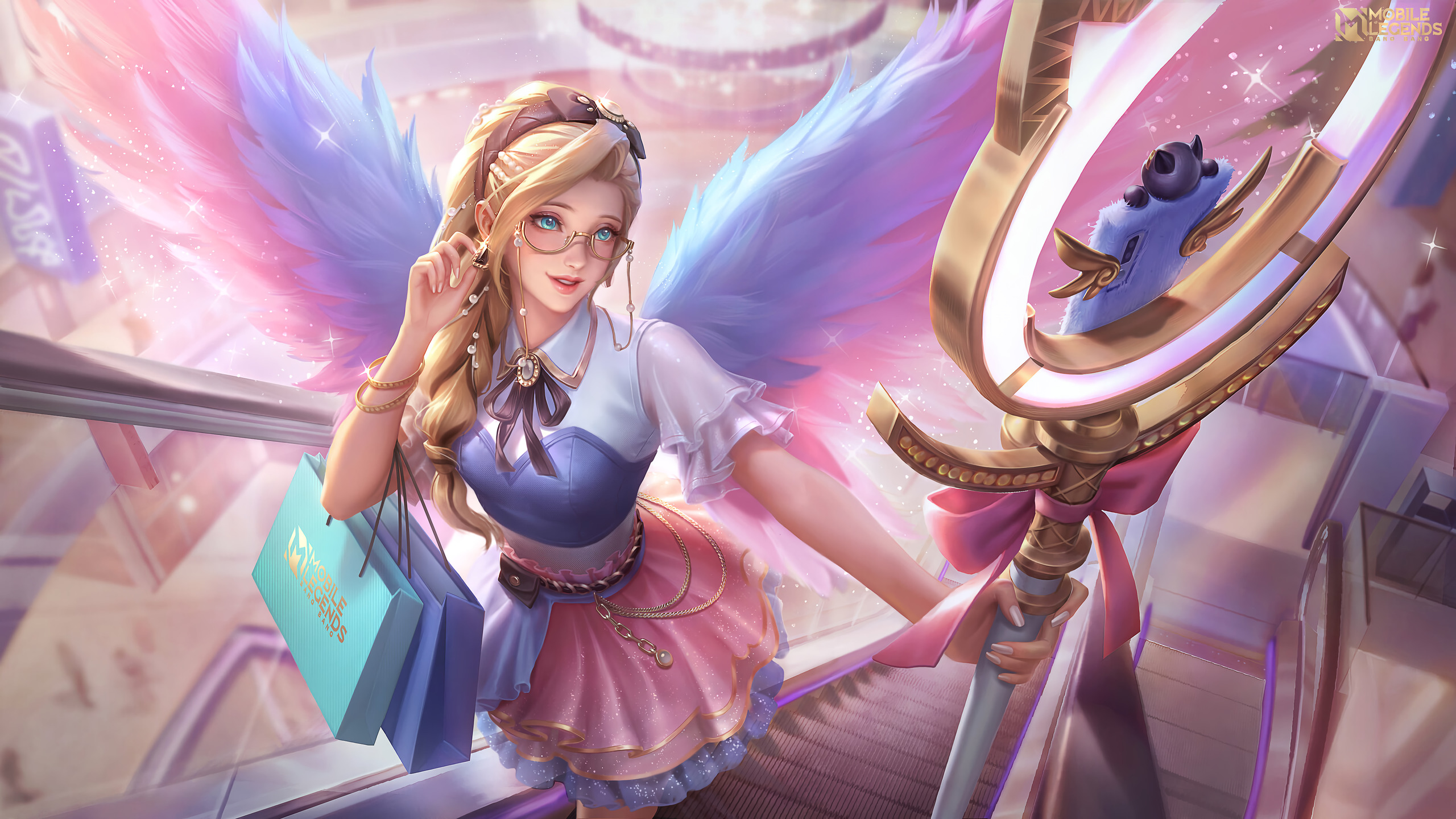 Rafaela Mobile Legends Pink Blue Wings 4k Wallpaper | PixieWall