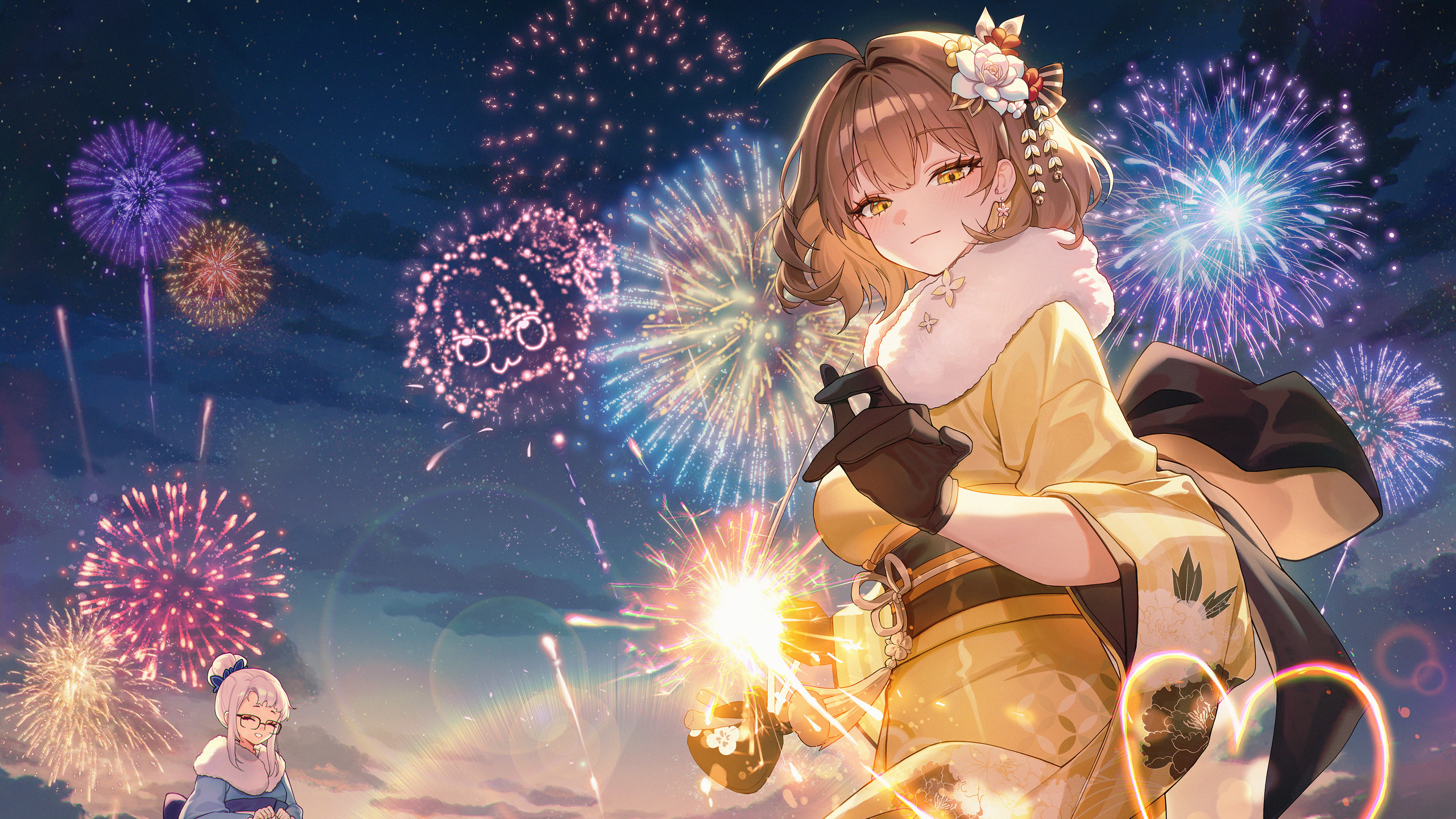 Anis Neon Goddess Of Victory Nikke Fireworks 4k Wallpaper | PixieWall