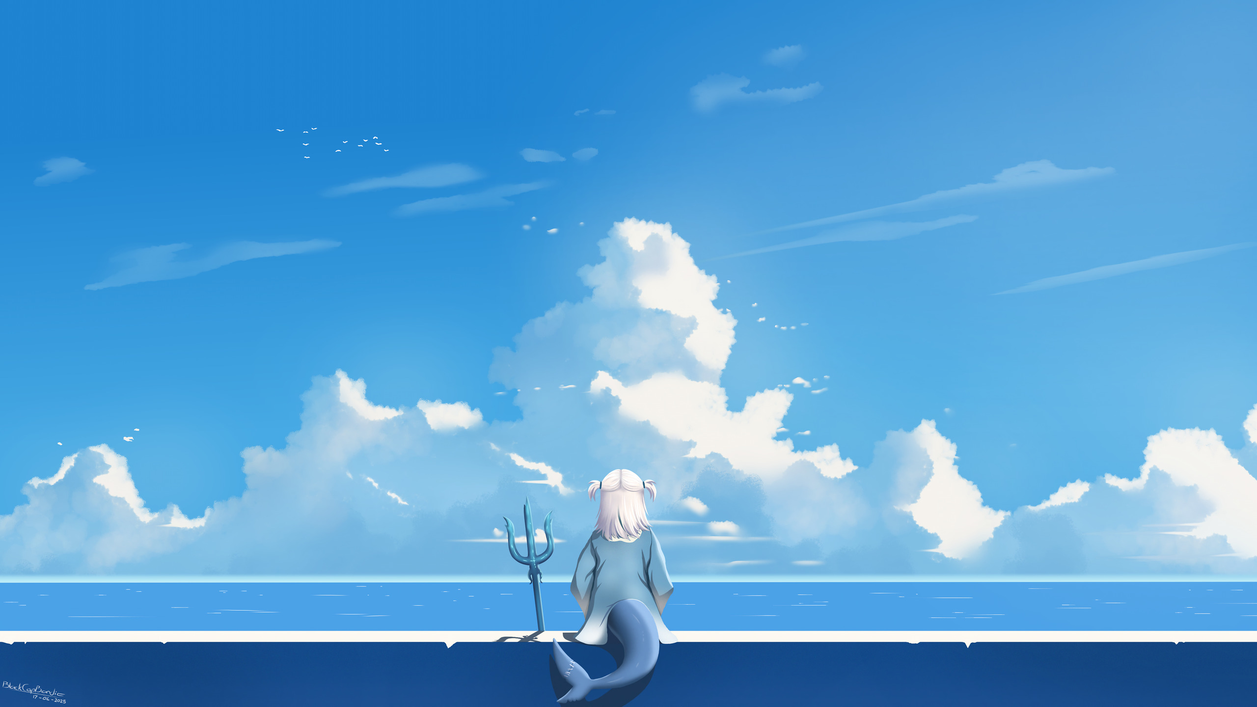 Gawr Gura Blue Sky Ocean Hololive 4k Wallpaper | PixieWall