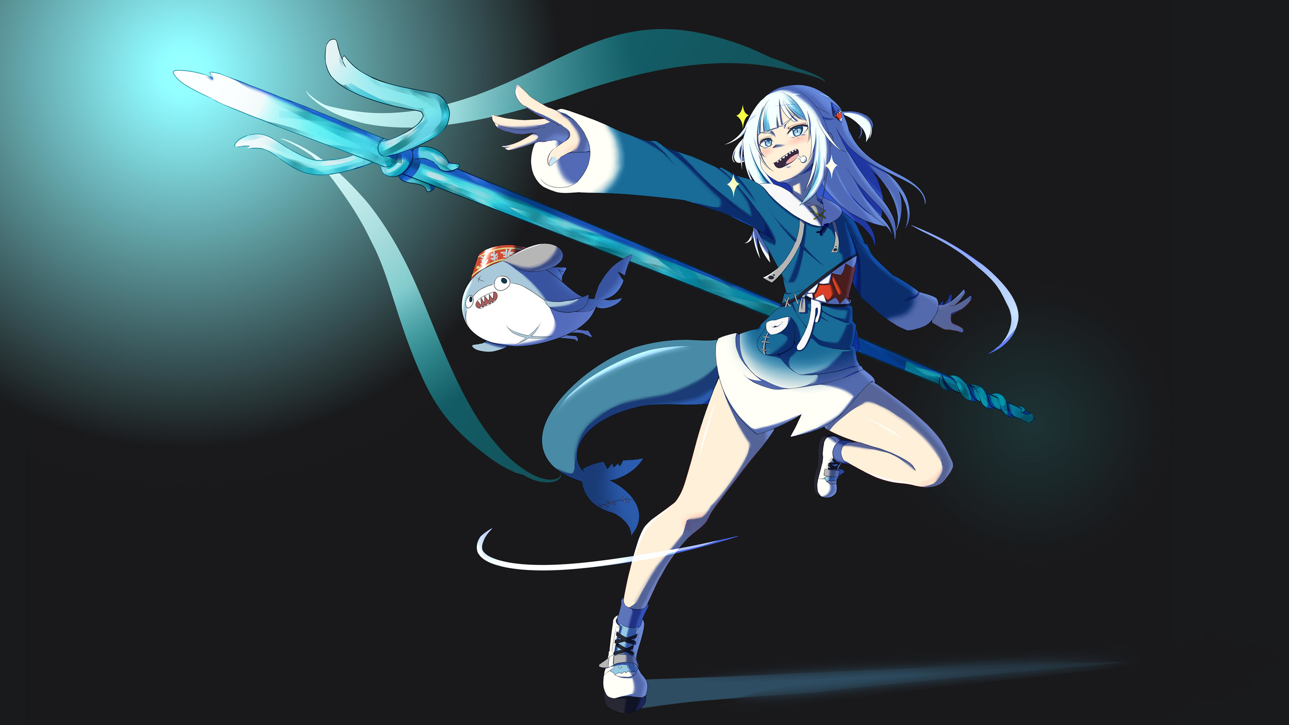 Gawr Gura Hololive Shark Girl Trident 4K & 5K Wallpaper | PixieWall
