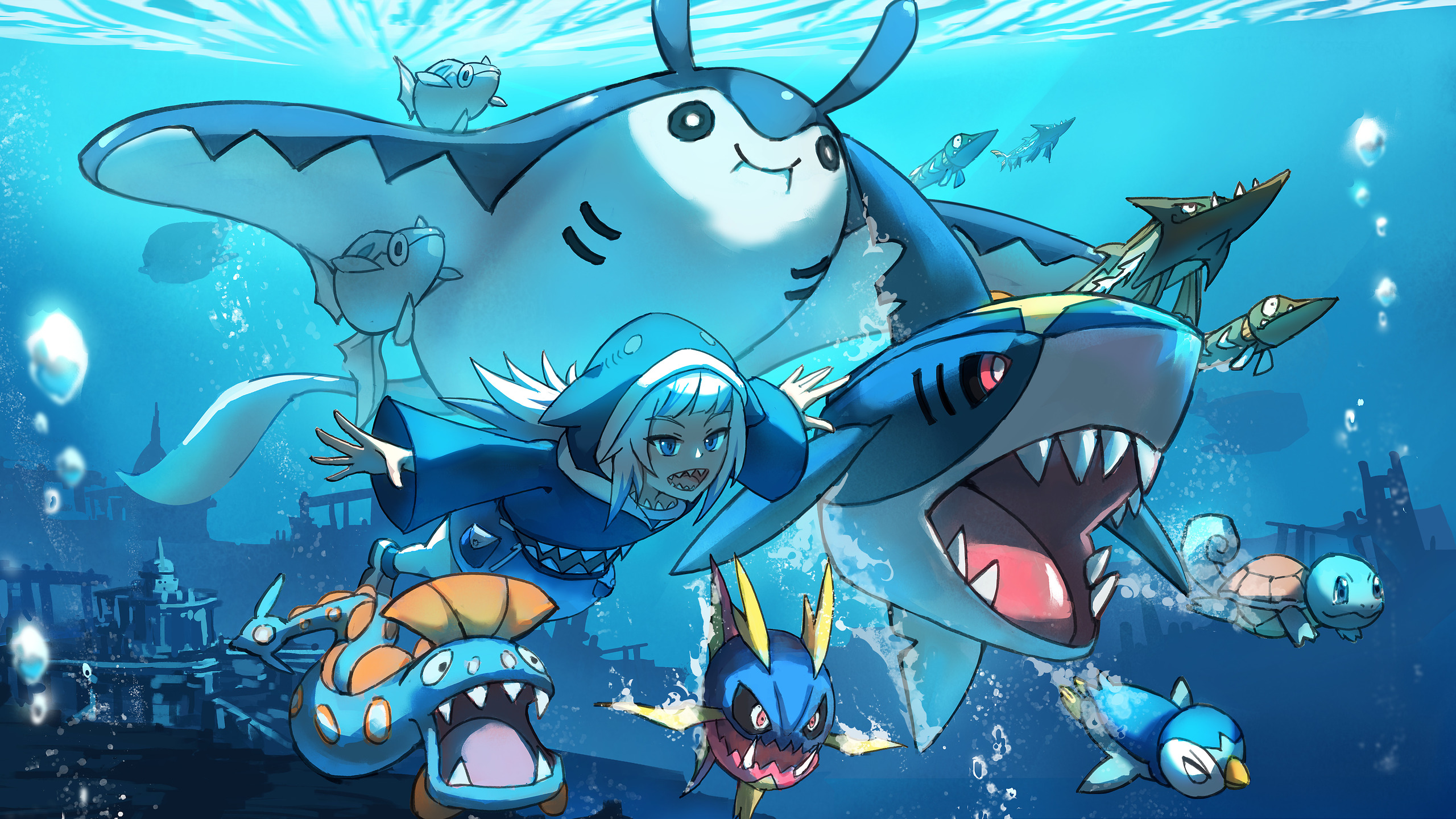 Gawr Gura Squirtle Hololive Pokemon 4K & 5K Wallpaper | PixieWall