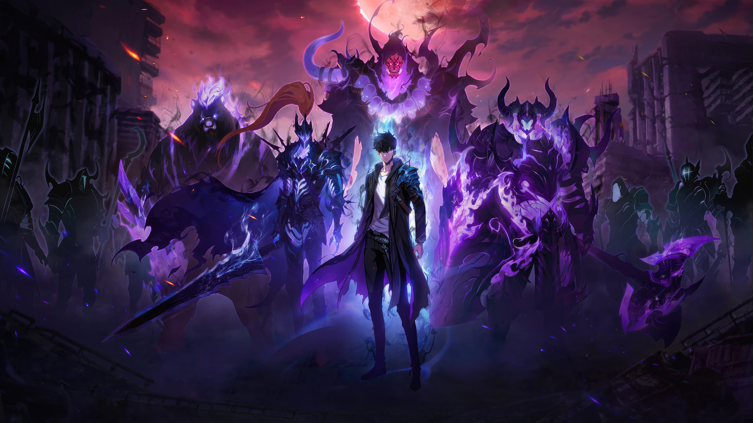 Sung Jin Woo Solo Leveling Monarch Power 8k Wallpaper | PixieWall