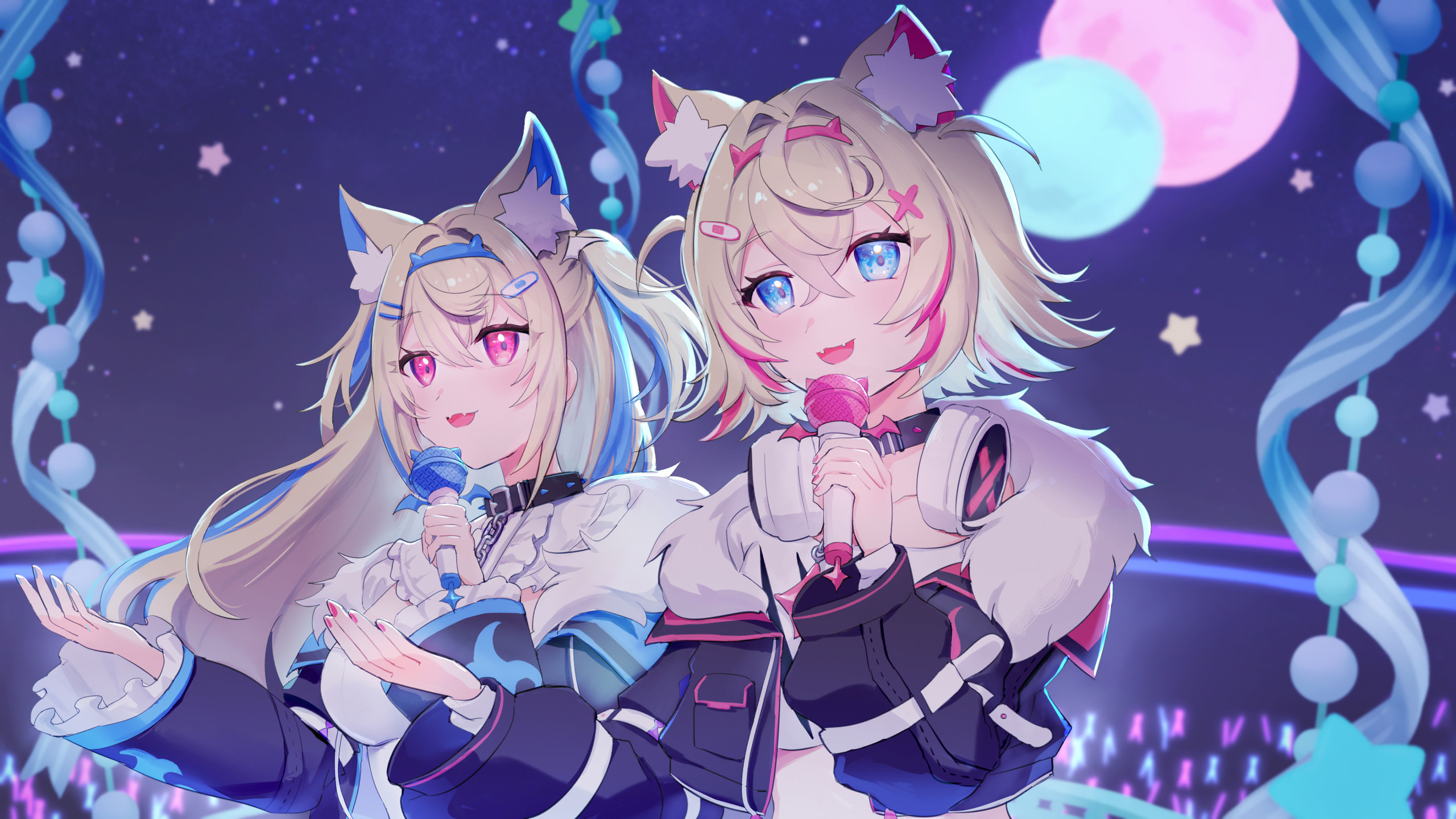 Fuwawa Mococo Singing Hololive 4k Wallpaper | PixieWall