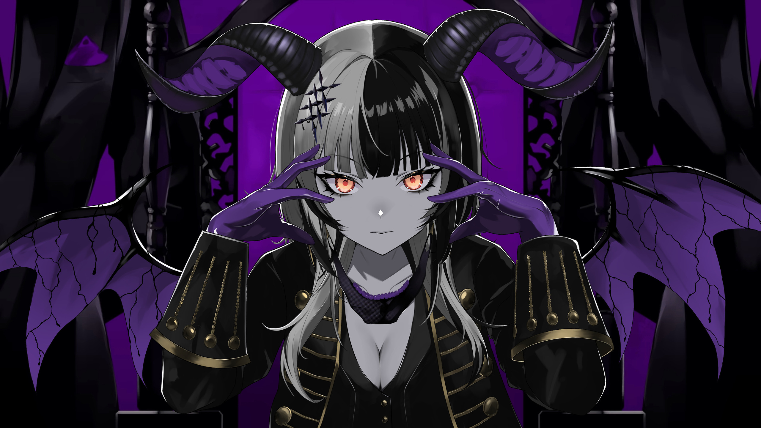 Shiori Novella Demon Horns Hololive 4k Wallpaper | PixieWall