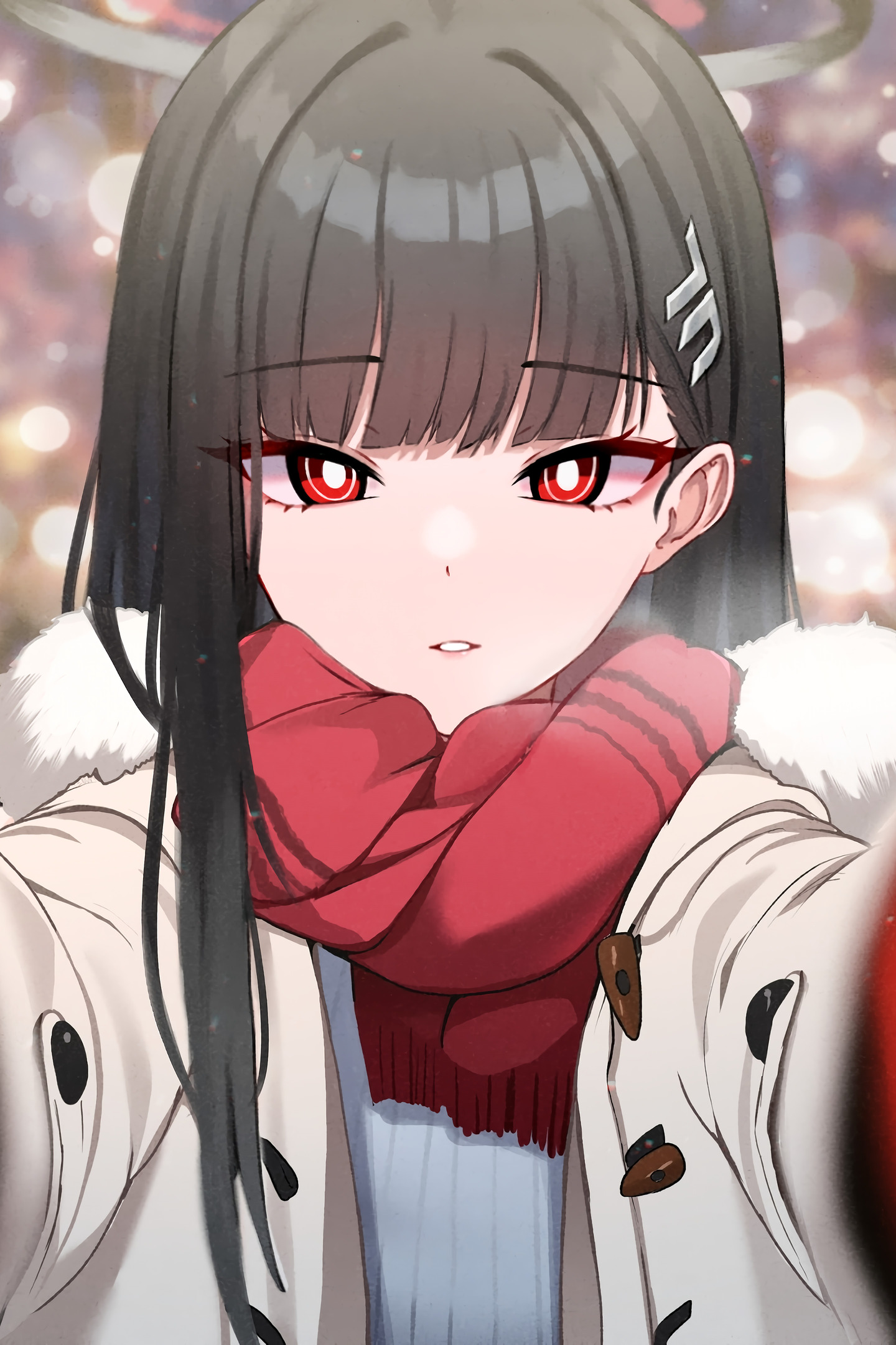 Rio Red Scarf Winter Blue Archive Mobile Wallpaper | PixieWall