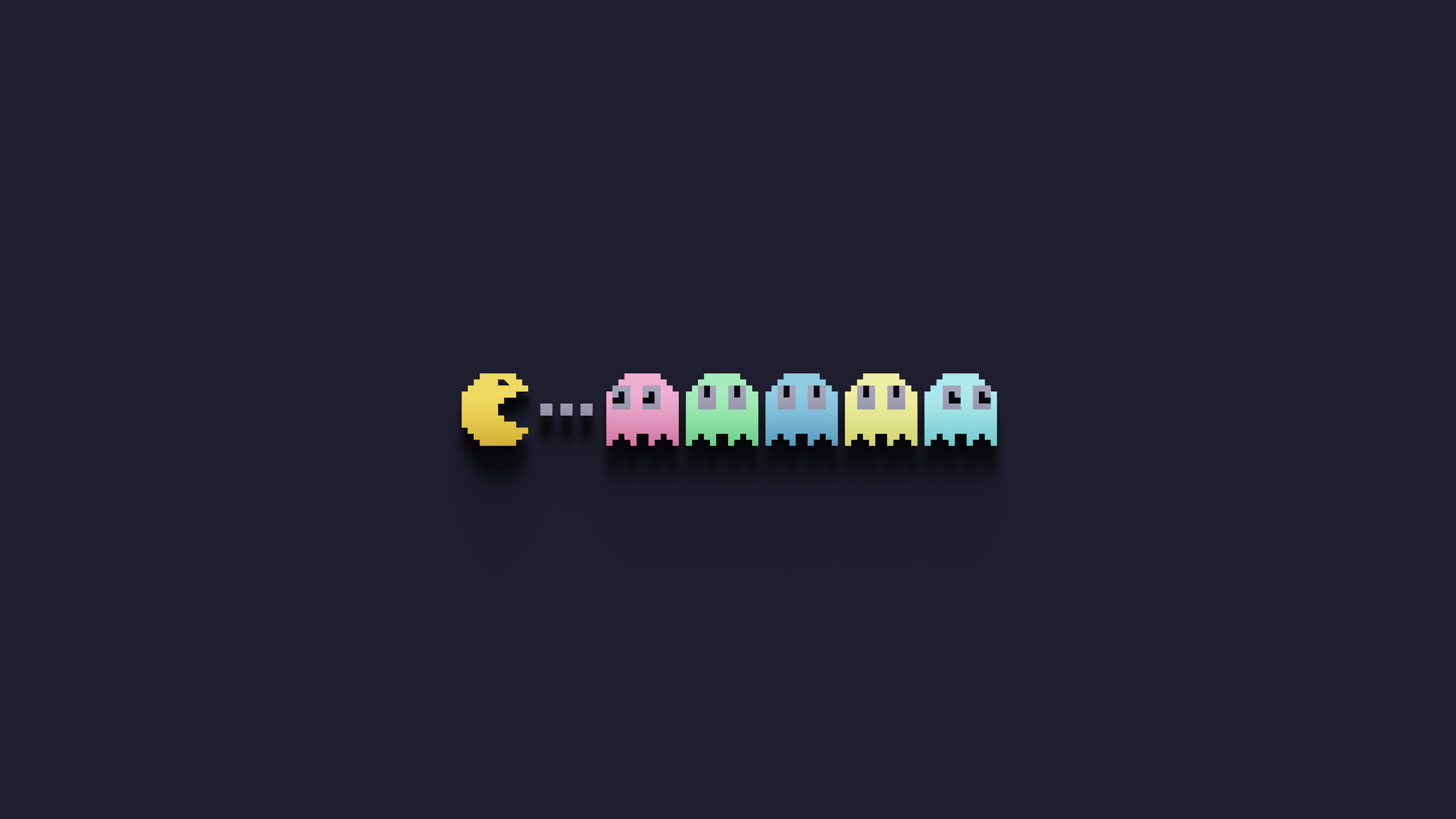 Pac Man Catppuccin Minimalist Ghosts 8k Wallpaper | PixieWall