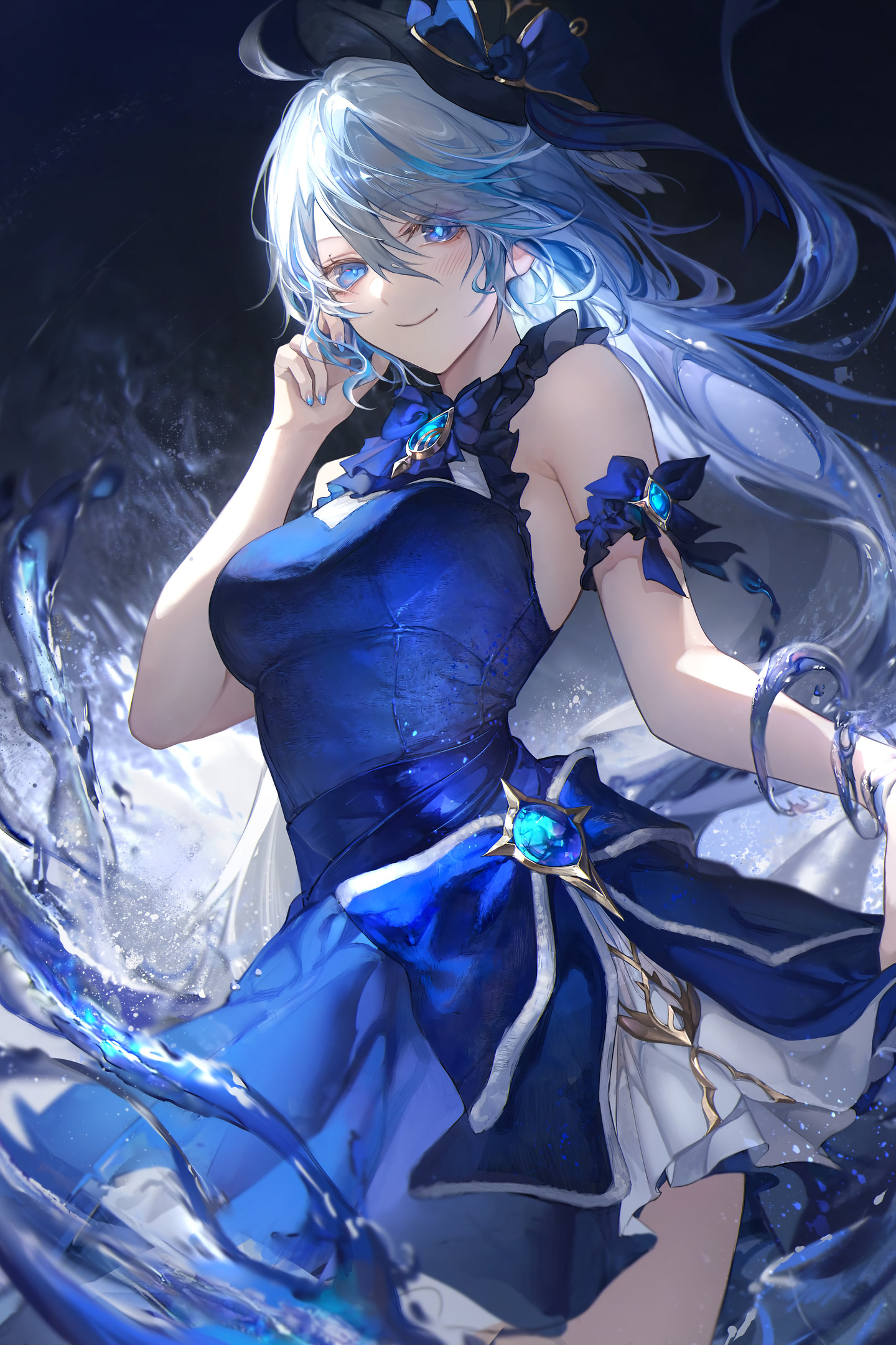 Furina Genshin Impact Blue Dress 4k Mobile Wallpaper | PixieWall
