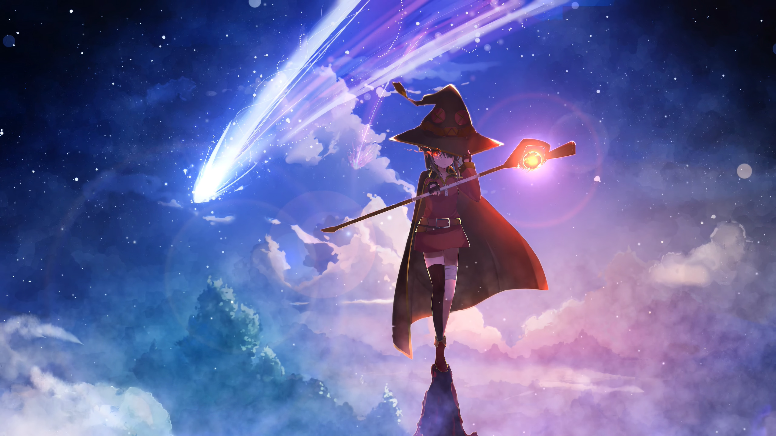Megumin Konosuba Starry Night Meteor 4k Wallpaper | PixieWall