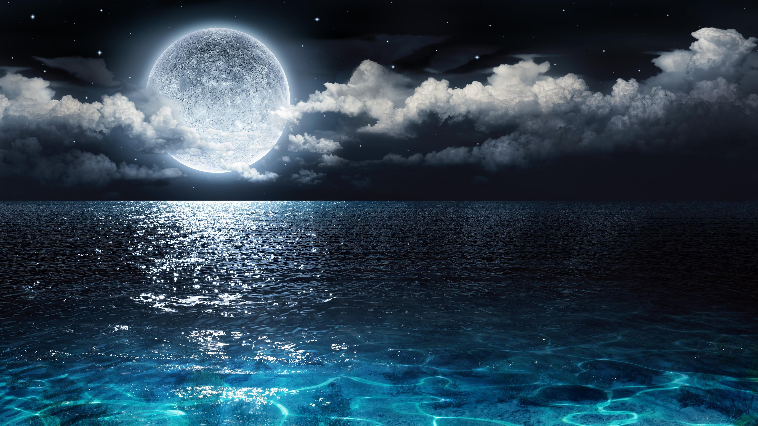Moonlight Over Tranquil Waters 4k Wallpaper | PixieWall