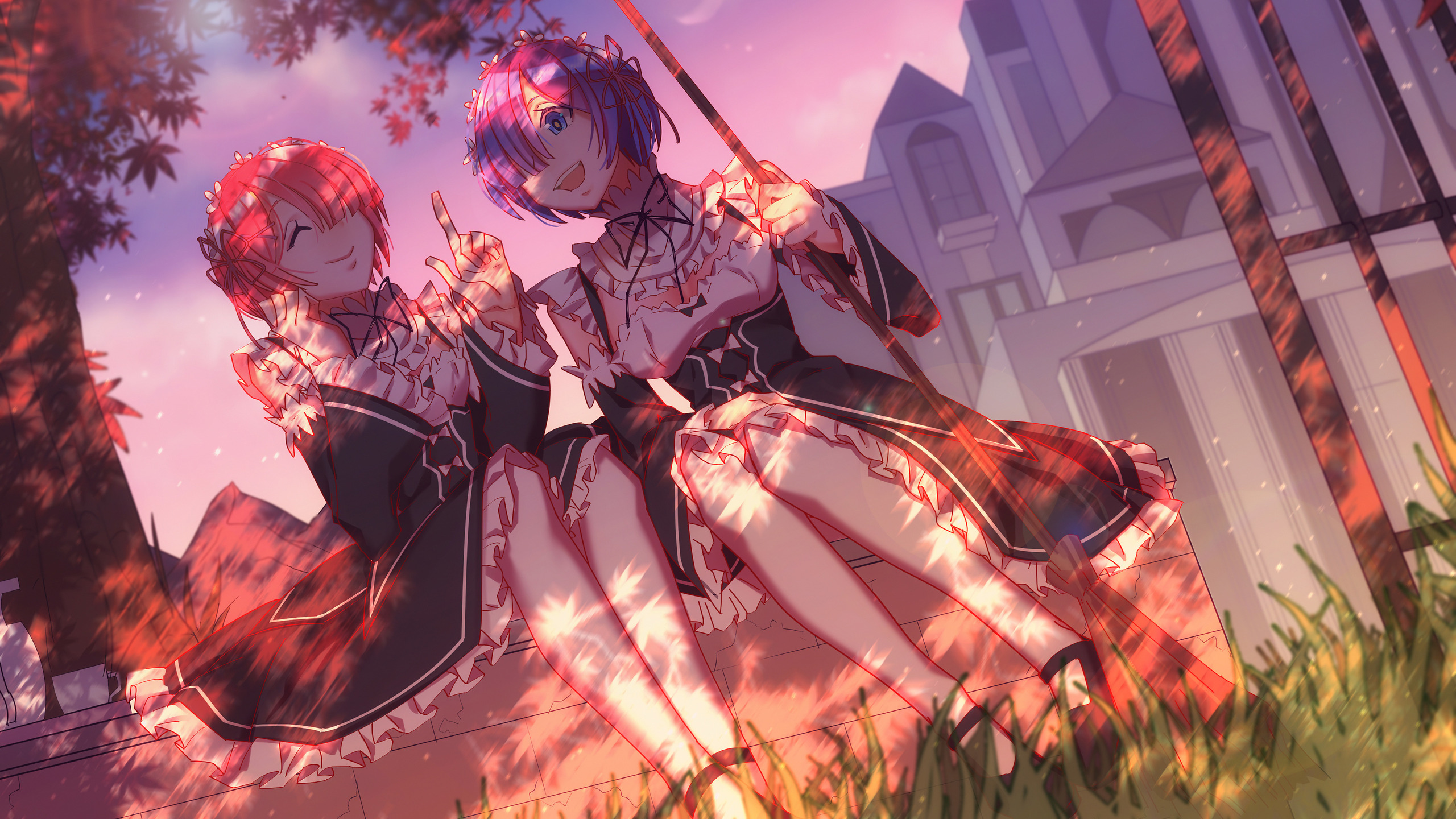 Rem Ram Re Zero Sisters Sunset 4k Wallpaper | PixieWall