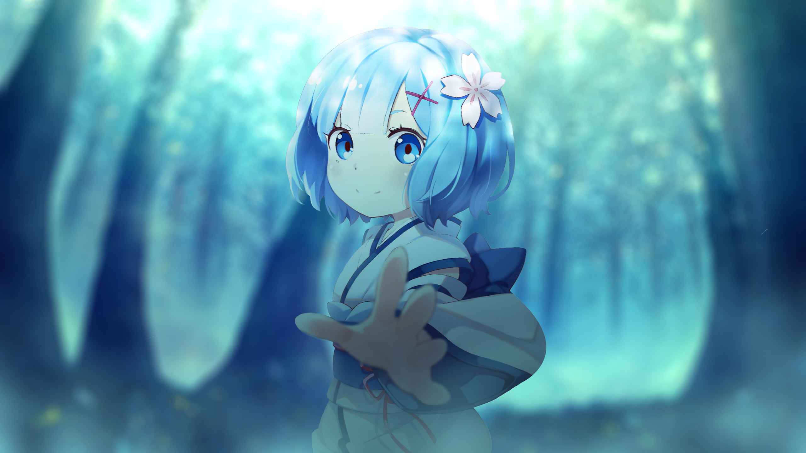 Rem Re Zero Kimono Forest 4k Wallpaper | PixieWall