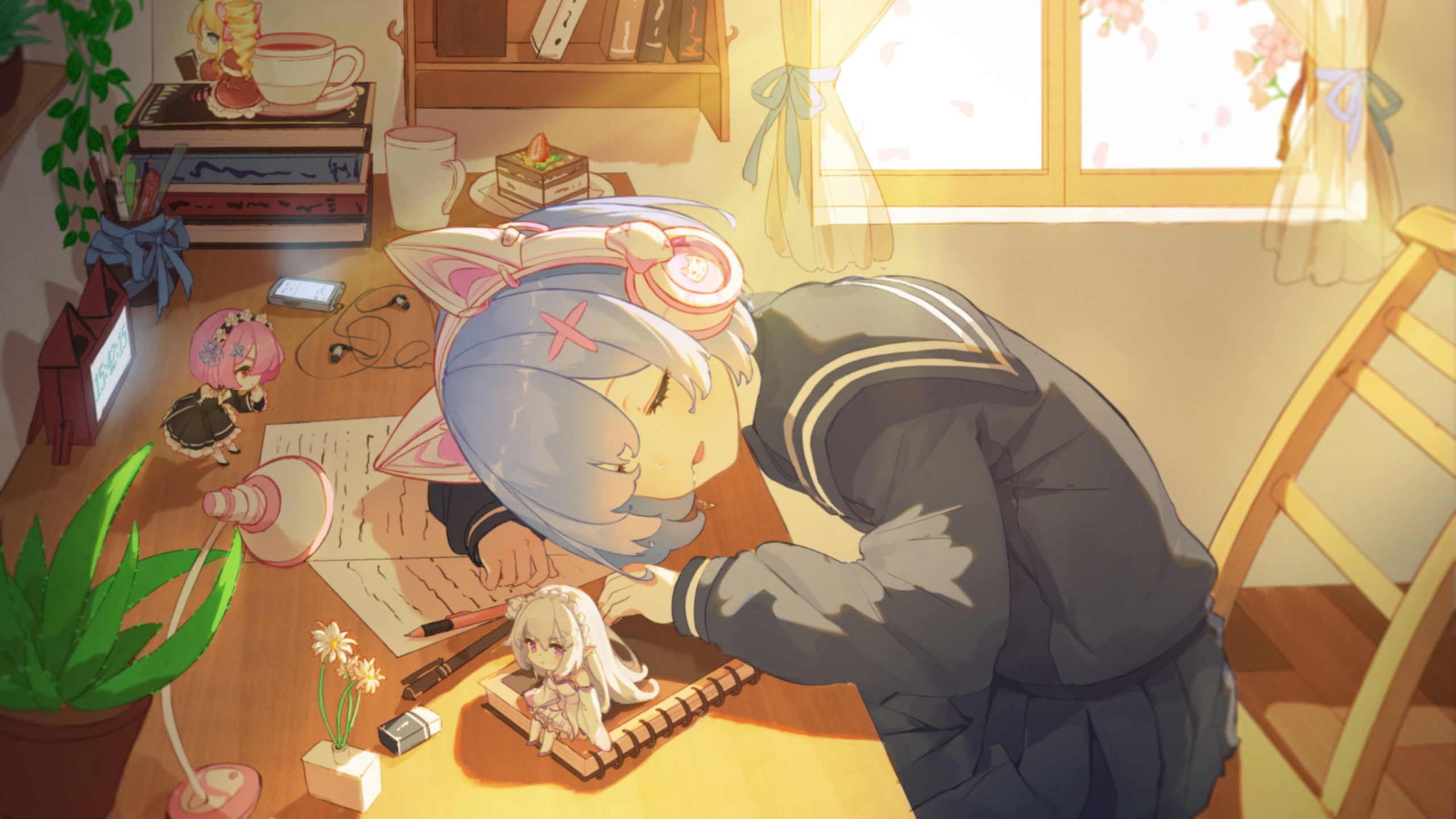 Rem Re Zero Sleeping Sailor Uniform 4k Wallpaper | PixieWall