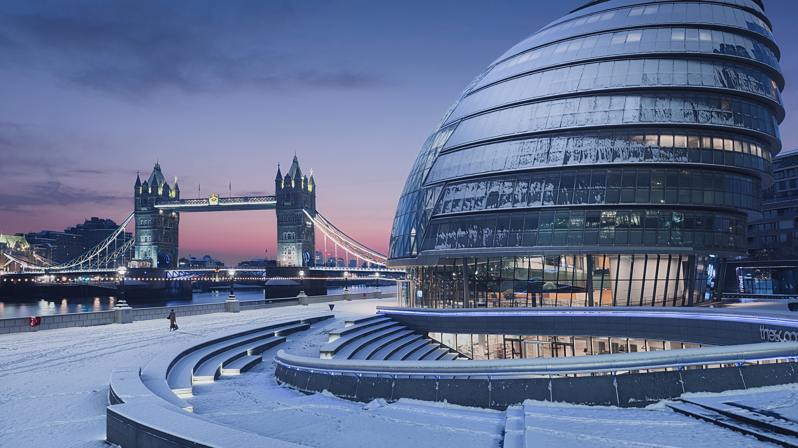 London City Hall Tower Bridge Winter 4k Wallpaper | PixieWall