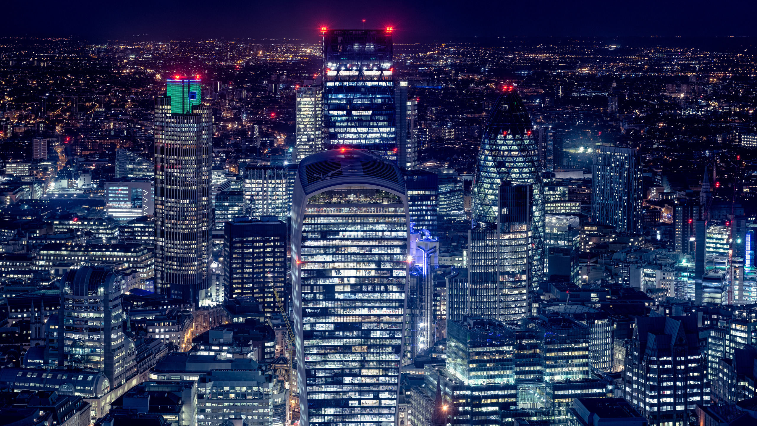 London Modern City Night Illumination 4K & 5K Wallpaper | PixieWall
