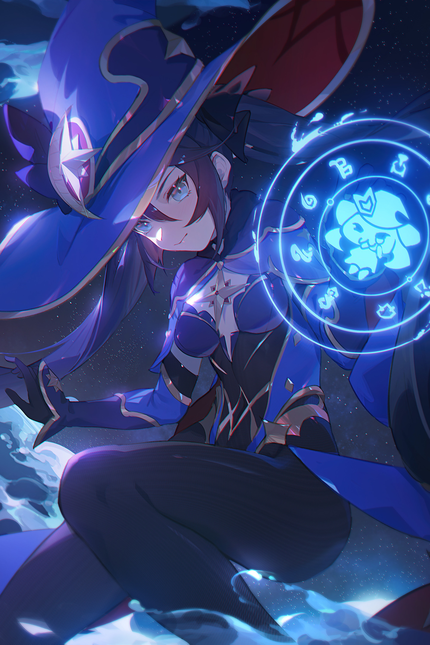 Mona Genshin Impact Starry Night Magic 4k Mobile Wallpaper | PixieWall