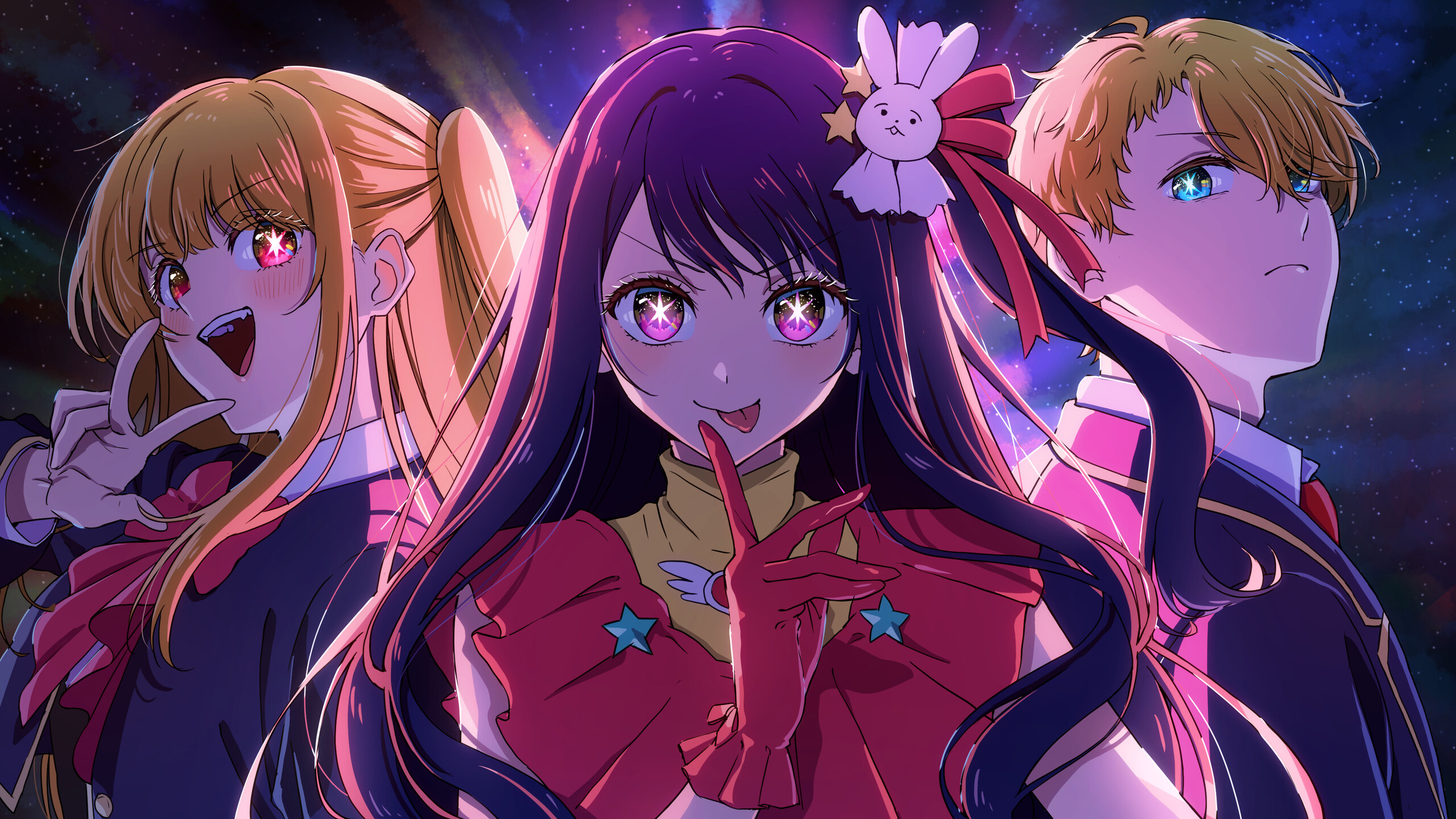Oshi No Ko Hoshino Ai Aqua Ruby Stars 4k Wallpaper | PixieWall